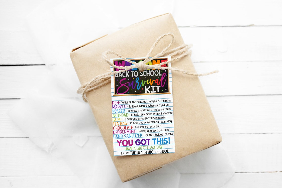 Welcome Back to School Survival Kit Gift Tag, Gift for Teachers Staff ...