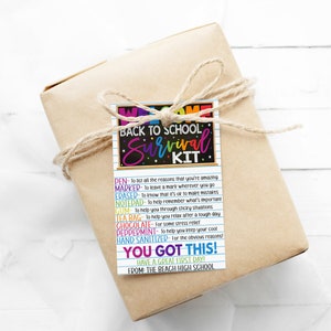 Welcome Back to School Survival Kit Gift Tag, Gift for Teachers Staff ...
