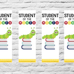 Student of the Month Bookworm Bookmarks. Printable Digital Download PNG ...