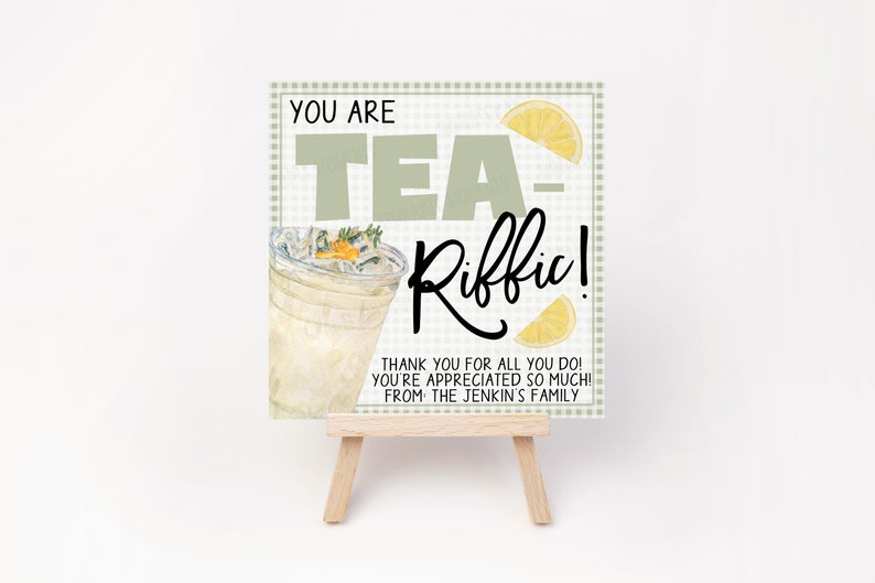Iced Tea Gift Tag Editable You Are Tea-riffic Iced Tea | Etsy