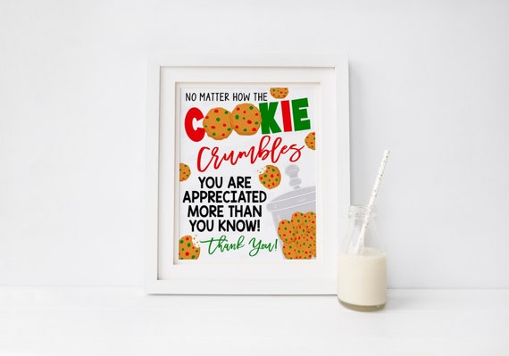 Cookie Appreciation Sign, Instant Download Employee Teacher Nurse ...