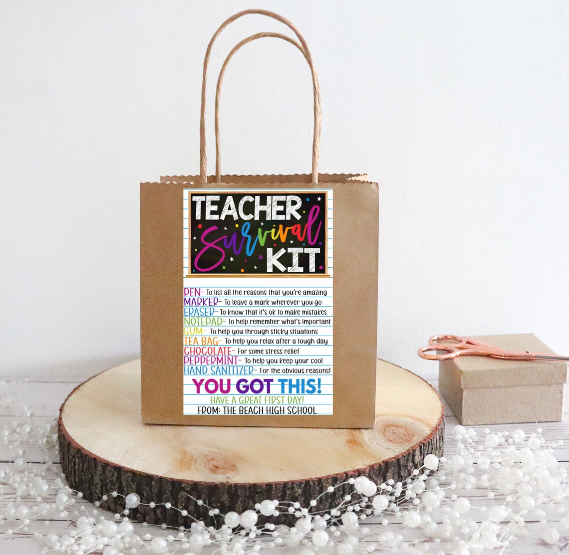 Teacher Survival Kit Gift Tag Welcome Back to School Gift for - Etsy