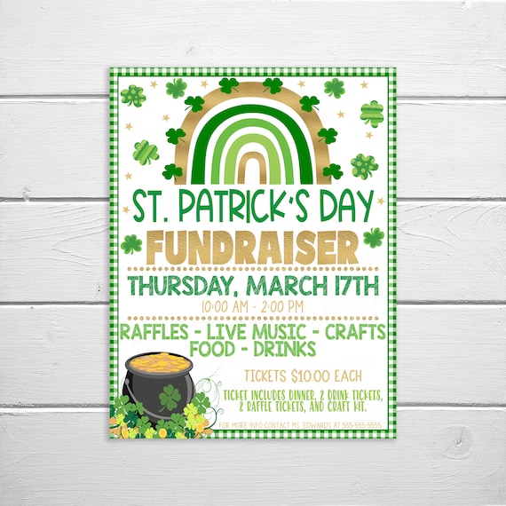 St Patrick's Day Fundraiser, Rainbow Shamrock, Spring Event, Church ...