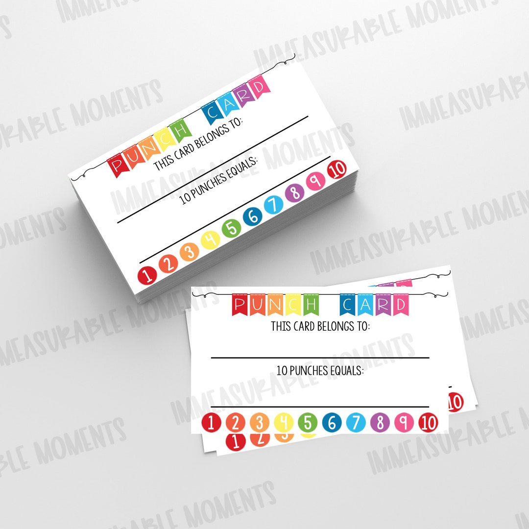 Reward Punch Card, Behavior Card, Chore Chart Punch Card, Reward Card ...