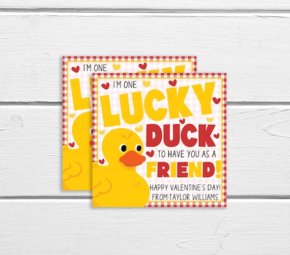 Rubber Duck Gift Tag, Editable Valentine Daycare Preschool School Early ...