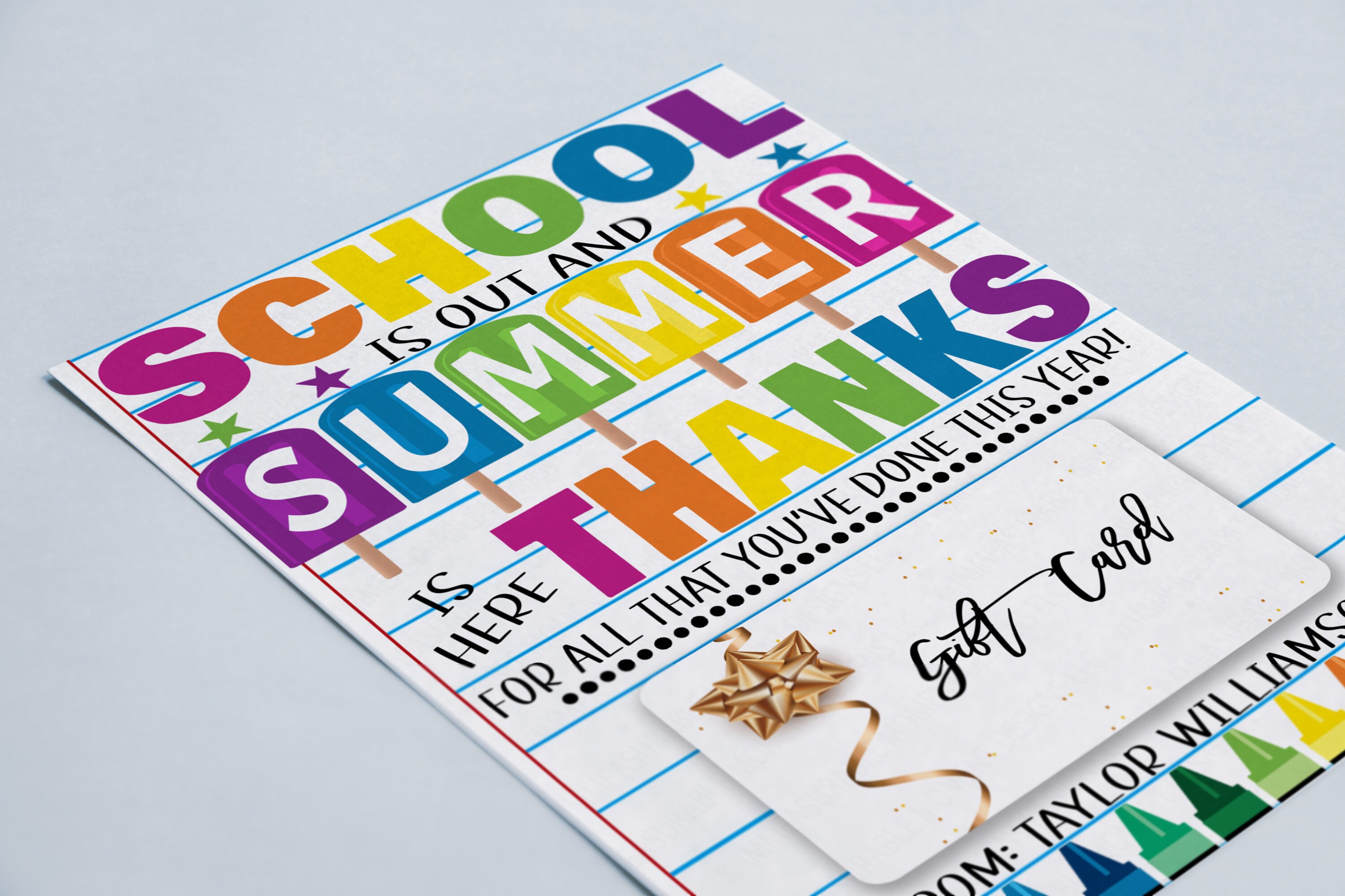 Teacher Gift Card Holder, End of School, School is Out Summer is Here ...