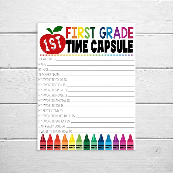 First Grade Time Capsule 1st Grade Memory Sheet School - Etsy Canada