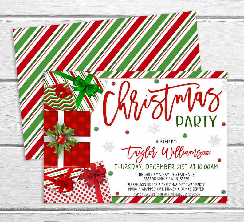 Editable Christmas Party Invitation Winter Holiday Invite - Etsy