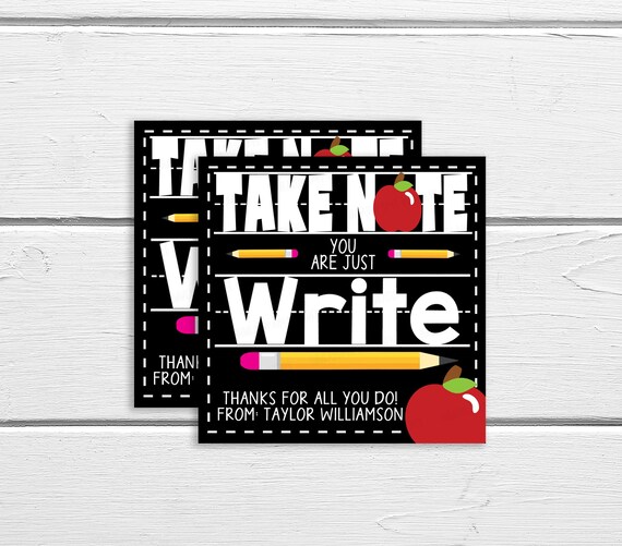 Pencil Gift Tags, Take Note You Are Just Write Gift Tag, Kids Teacher ...
