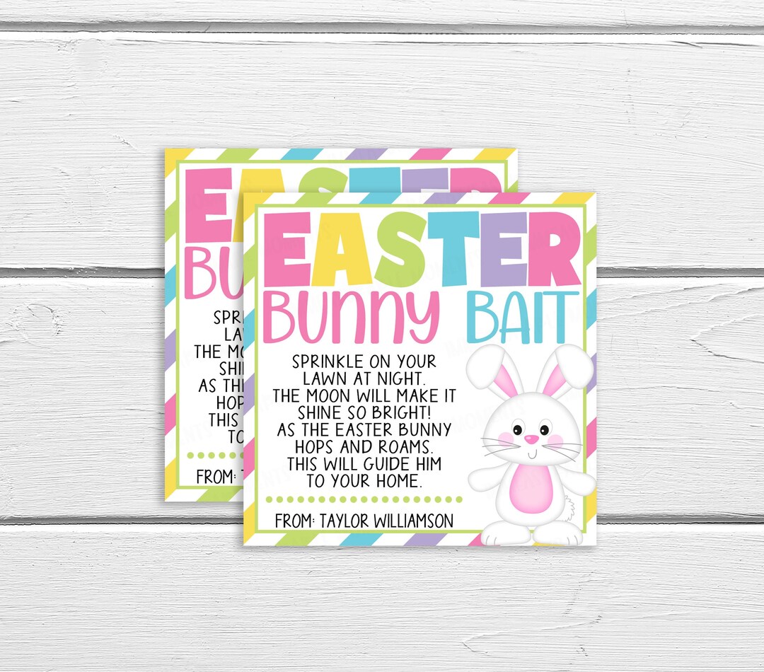Easter Bunny Bait Gift Tag, Kids Easter Eve Game, Bunny Food, Easter ...