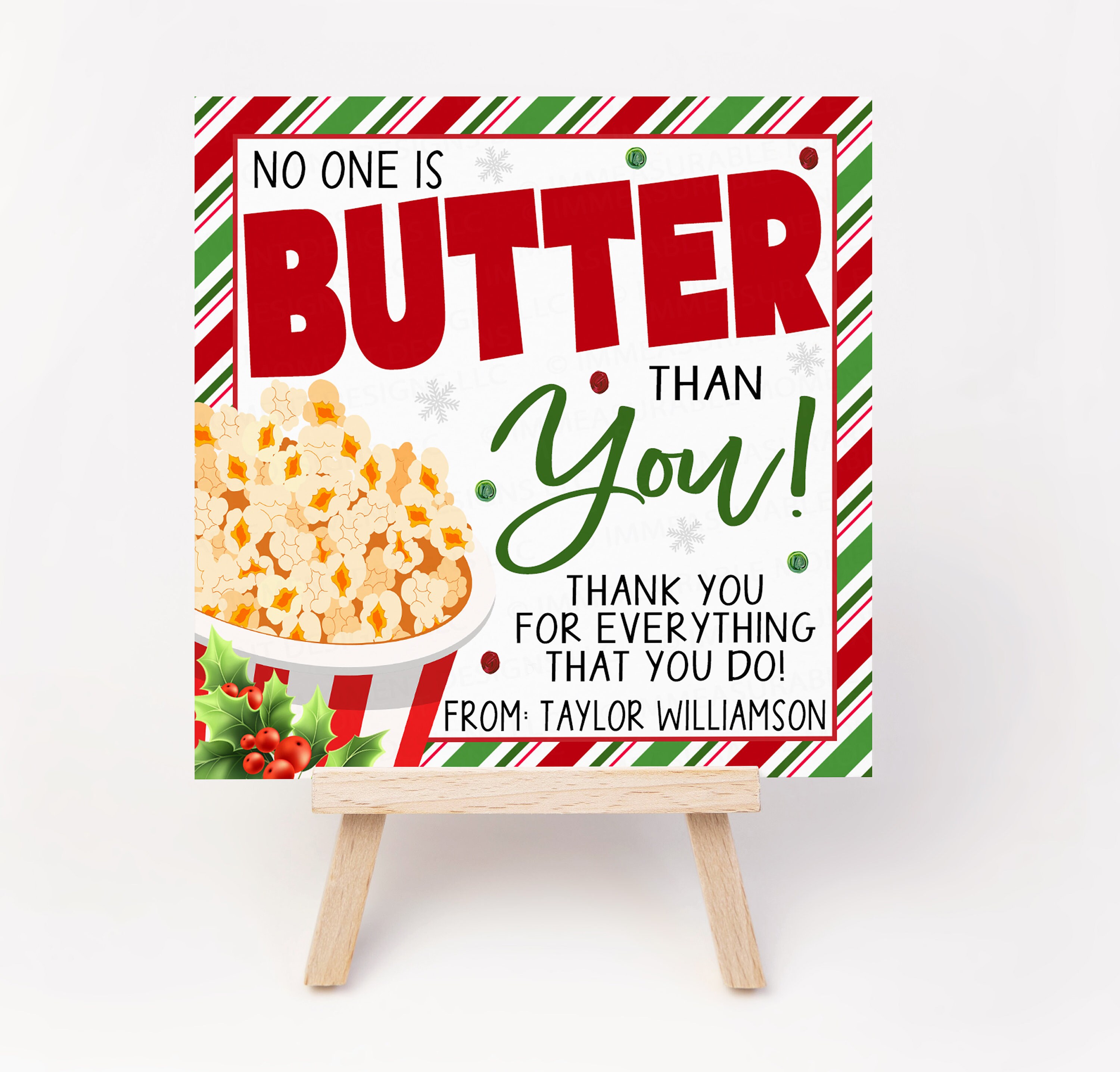 Christmas Popcorn Appreciation Gift Tags, Holiday Popcorn Favor Tag, No ...