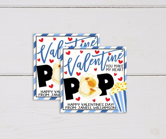 Valentine Popcorn Gift Tags, Editable Popcorn Gift Tag, You Make My ...