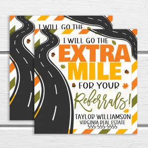 Fall Referral Marketing Gift Tag, I Will Go the Extra Mile for Your ...