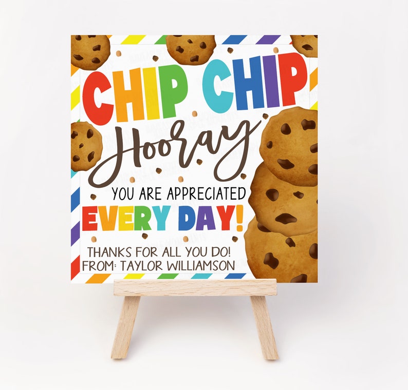 Cookie Thank You Gift Tags Chip Chip Hooray Appreciation - Etsy