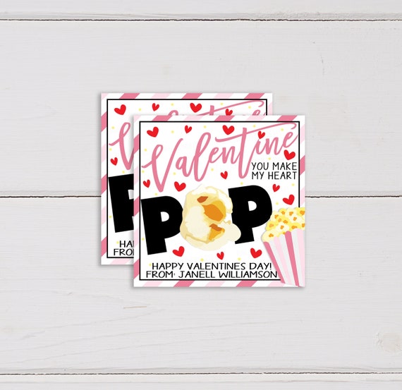 Valentine Popcorn Gift Tags, Editable Popcorn Gift Tag, You Make My ...