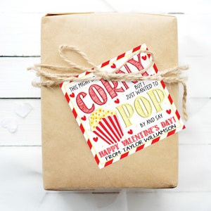 Valentine's Popcorn Appreciation Thank You Gift Tags, Editable Corny ...