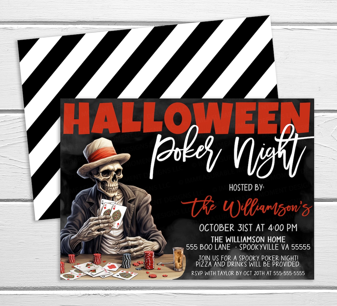 Halloween Poker Invitation, Halloween Casino Invite, Halloween Adult ...