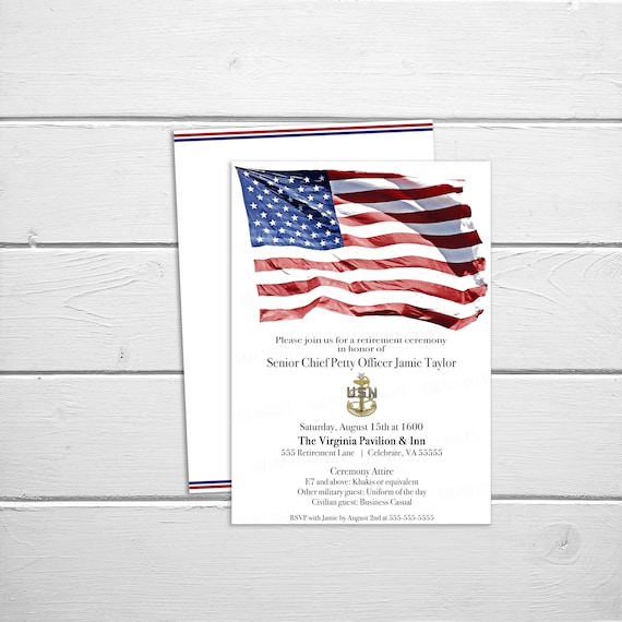 Editable E8 Senior Chief Retirement Invitation, DIY US Navy Retirement ...
