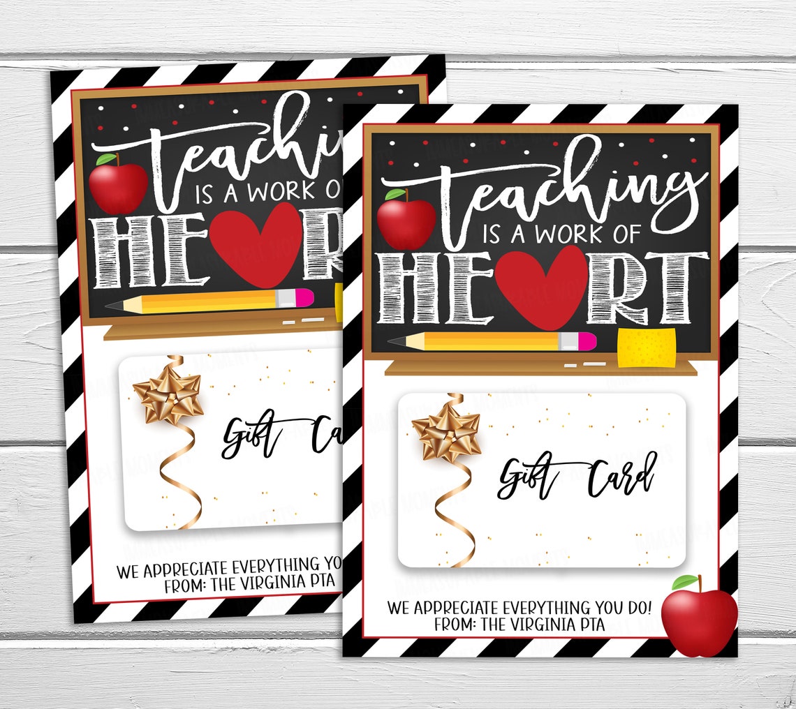 Teacher Appreciation Gift Card Holder Teaching is A Work of - Etsy