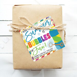 Summer Bubbles Gift Tags, Bubbles of Fun, End of School Year Gift Kids ...