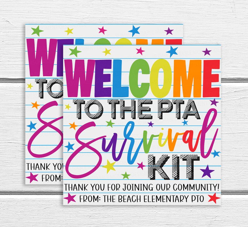 PTA Survival Kit Gift Tag Welcome New Members Elementary - Etsy