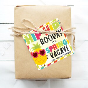 Hip Hip Hooray Spring Vacay, Teacher Gift Thank You Tag Tropical Beach ...