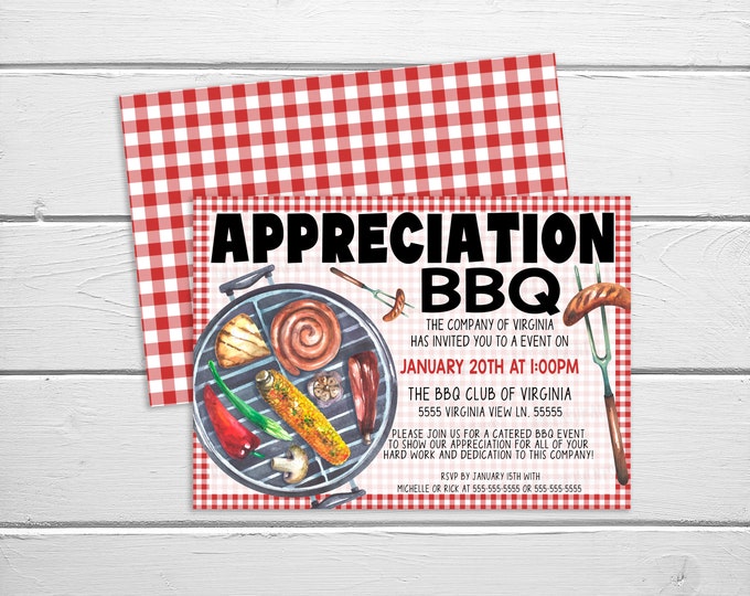 Appreciation BBQ Party Invitation, Customer Client Thank You Event ...