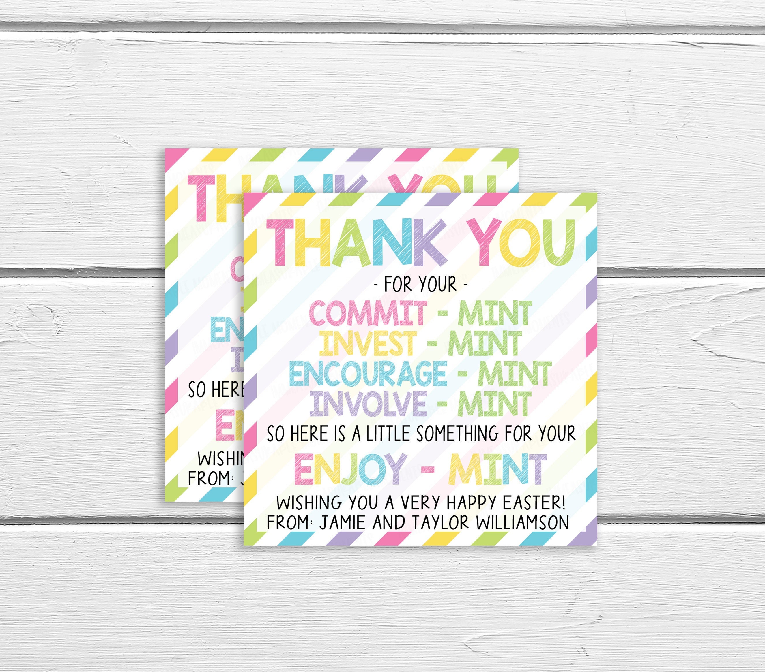 Easter Mint Tags, Thank You Labels, Mint Candy Gift Tags, Easter ...