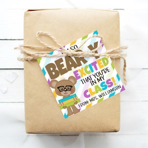Back to School Bear Gift Tags, I'm Bear-y Excited You're in My Class ...
