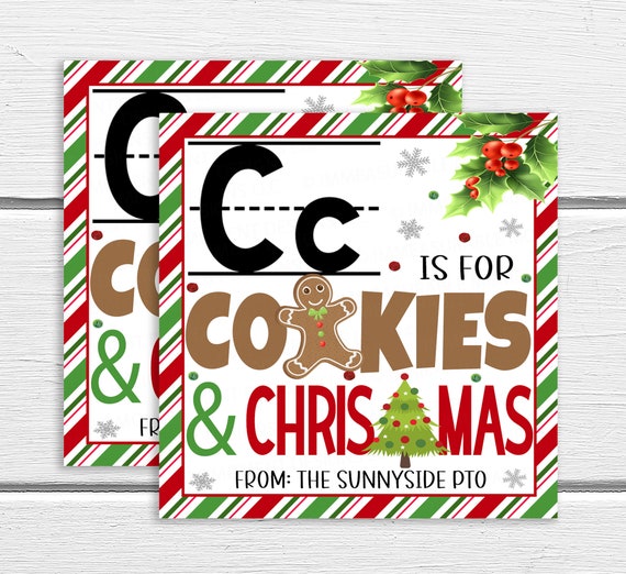 Christmas Teacher Gift Tags, C is for Cookies And Christmas, Teacher ...