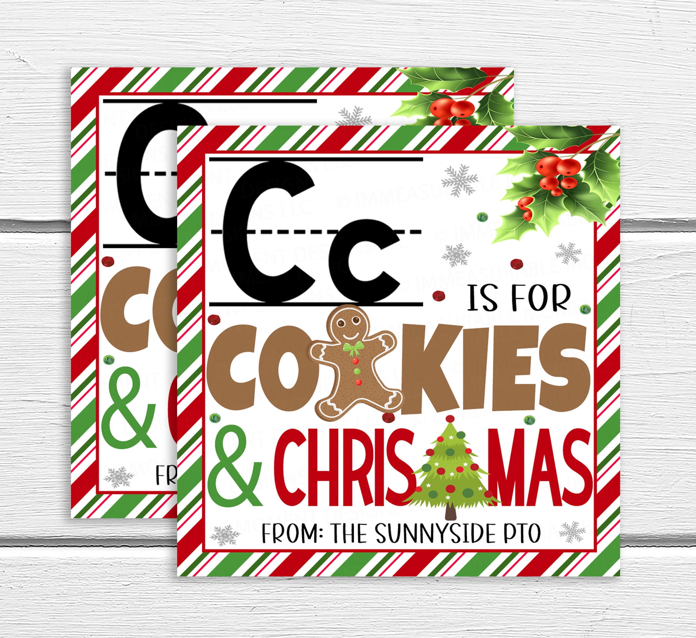 Christmas Teacher Gift Tags C is for Cookies and Christmas - Etsy