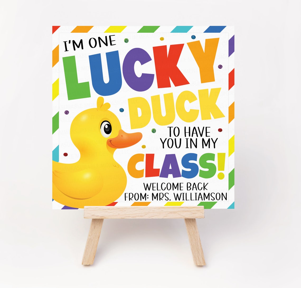 Back to School Rubber Duck Gift Tag Lucky Duck Printable - Etsy