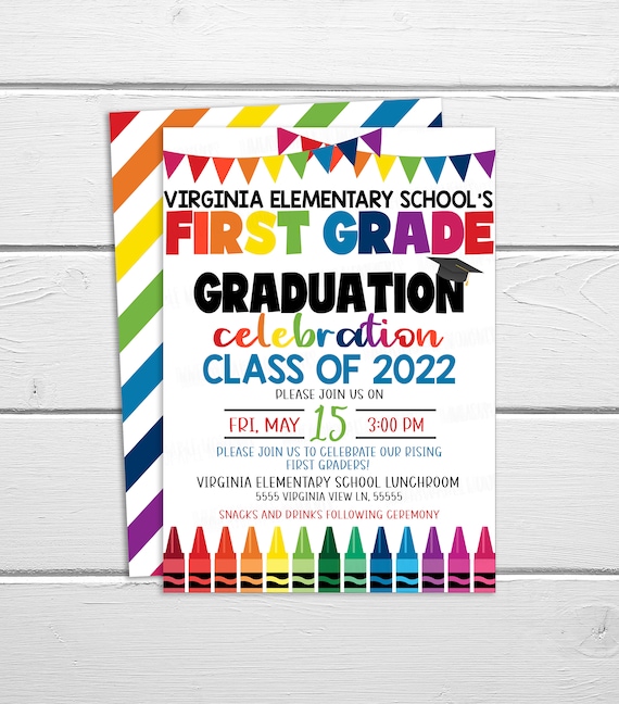 First Grade Graduation Celebration Invitation, 1st Announcement Party ...