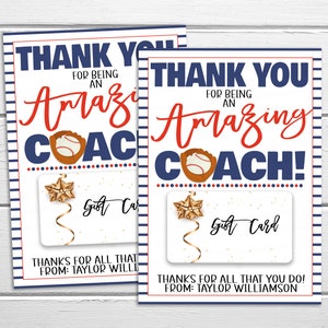 Baseball Coach Gift Card Holder, Thank You for Being an Amazing Coach ...