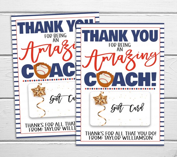 Baseball Coach Gift Card Holder, Thank You For Being An Amazing Coach ...