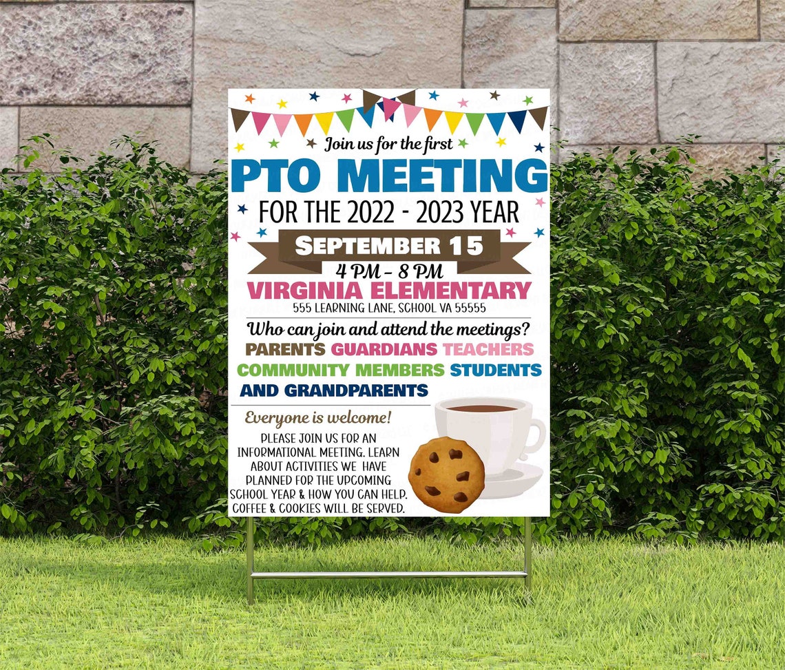 PTO PTA Meeting Flyer Editable Printable School Fundraiser - Etsy