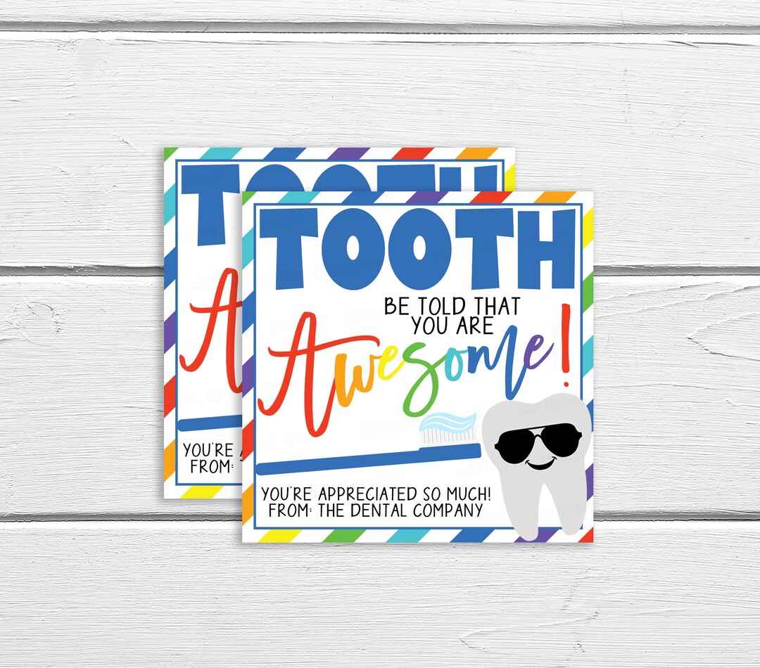 Dental Appreciation Week Gift Tag, Tooth Be Told You Are Awesome, Thank ...