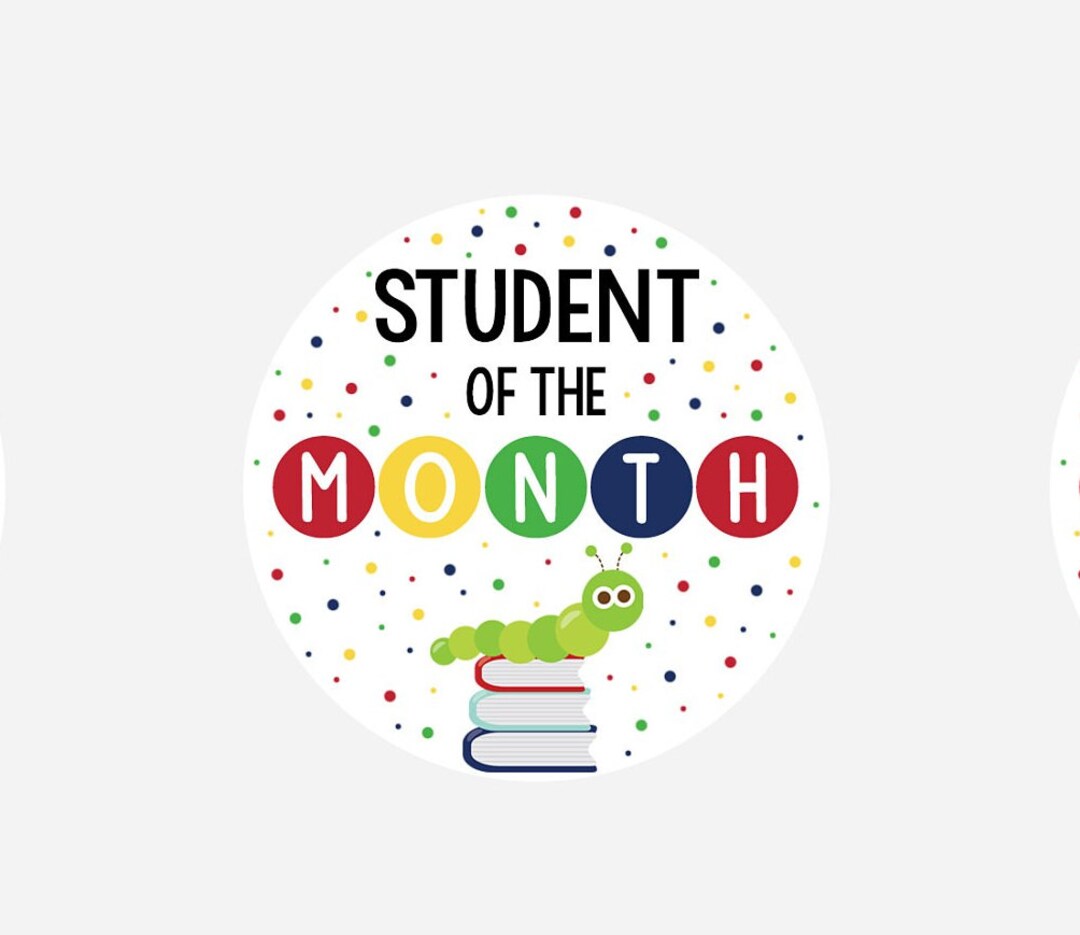 Student of the Month Bookworm Stickers, DIY Printable Sticker, Gift for ...