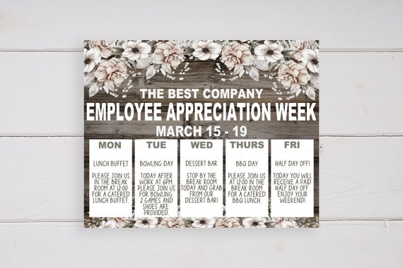 Editable Staff Appreciation Week Itinerary, Employee Appreciation Week ...
