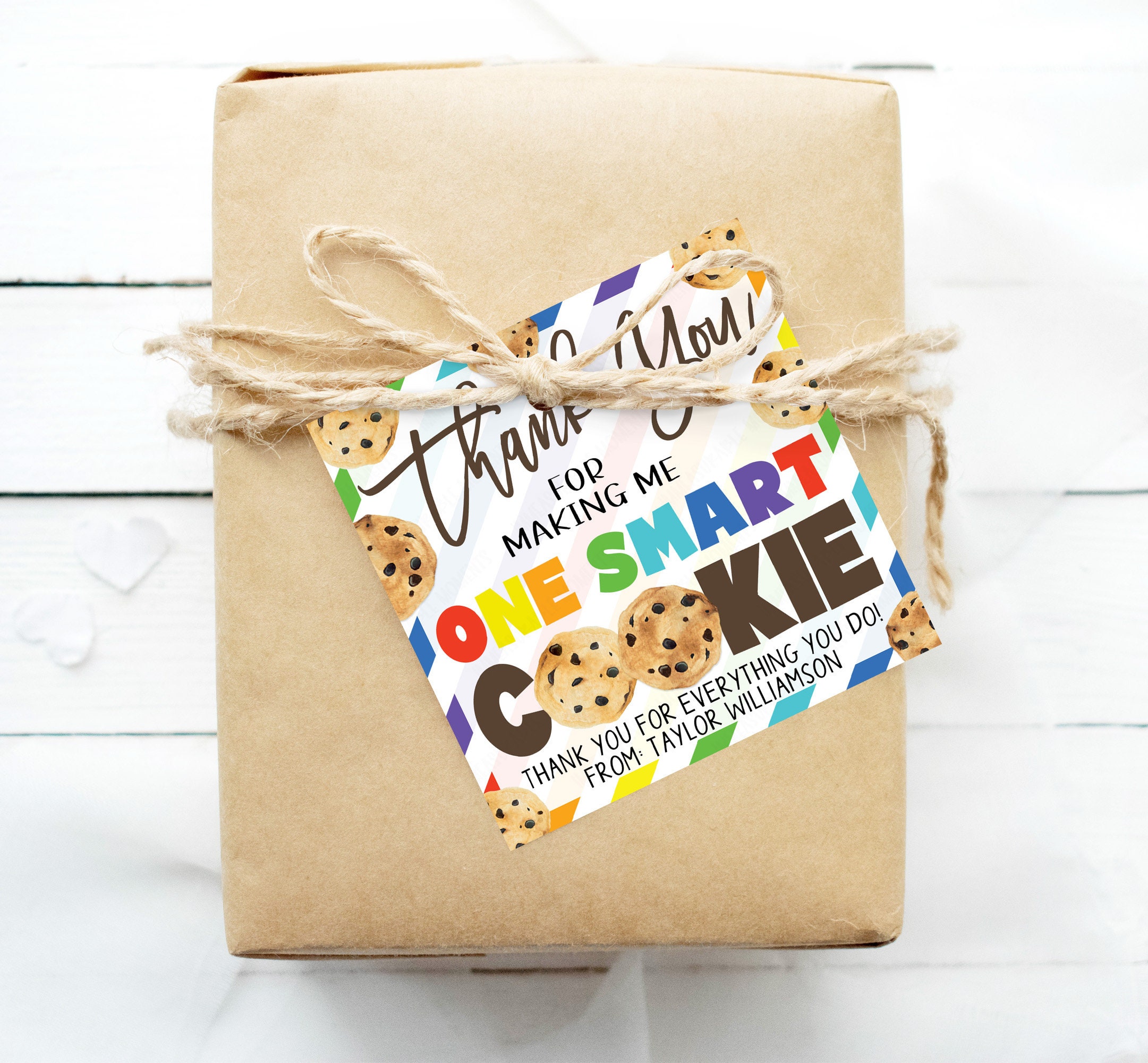Cookie Thank You Gift Tags, Thank You for Making Me One Smart Cookie ...