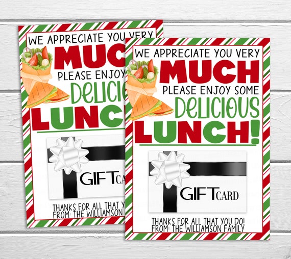 Christmas Lunch Gift Card Holder, Lunch Appreciation Thank You, Gift ...