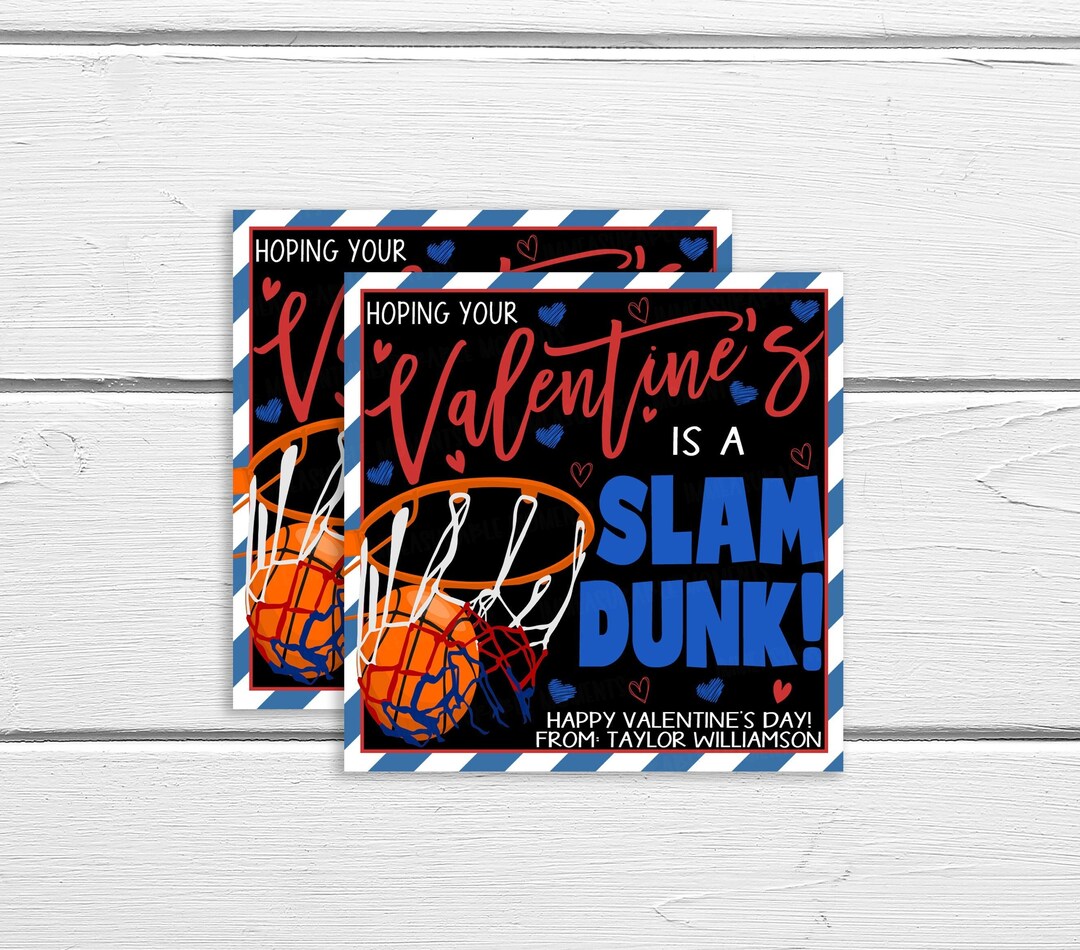 Valentine Basketball Gift Tags, Editable Sports Gift Tag, DIY Hoping ...