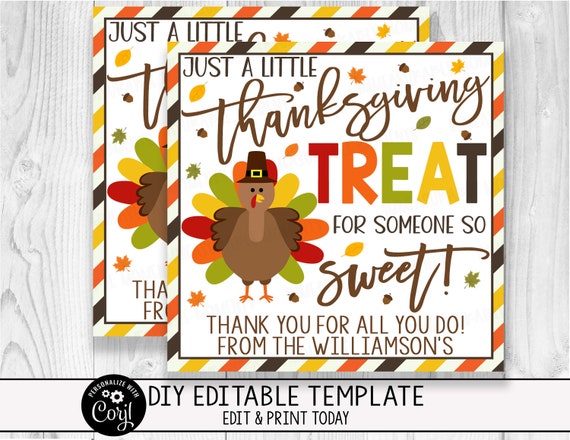 EDITABLE Fall Thanksgiving Gift Tag, Thanksgiving Treat, Teacher Staff ...