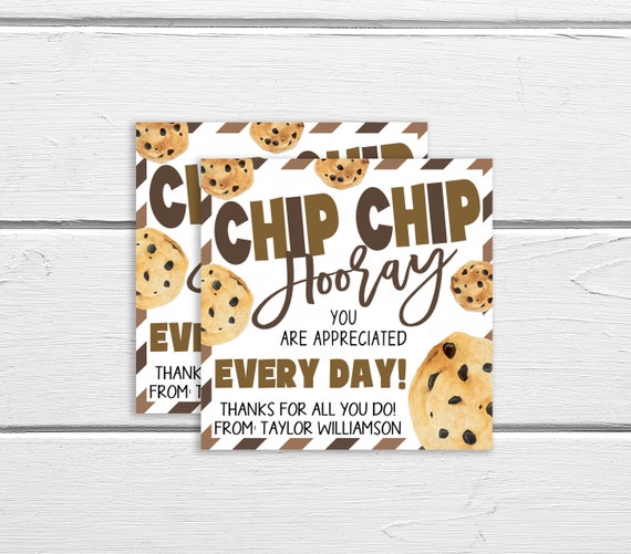 Cookie Thank You Gift Tags, Chip Chip Hooray, Appreciation Week ...