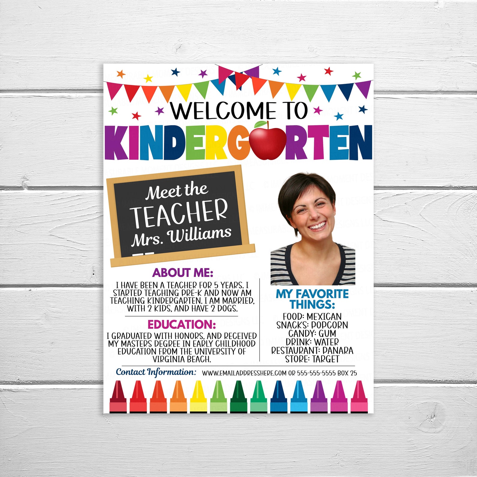Meet the Teacher Editable Welcome to Kindergarten Teacher - Etsy
