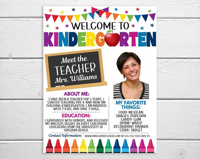 Meet the Teacher Editable Welcome to Kindergarten Teacher - Etsy