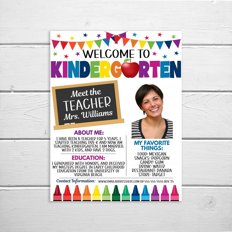 Meet the Teacher Editable Welcome to Kindergarten Teacher - Etsy