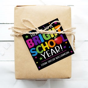 Back to School Gift Tag, Here's to A Bright School Year, First Day of ...