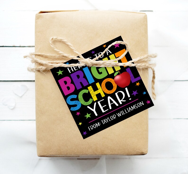 Back to School Gift Tag, Here's to A Bright School Year, First Day of ...