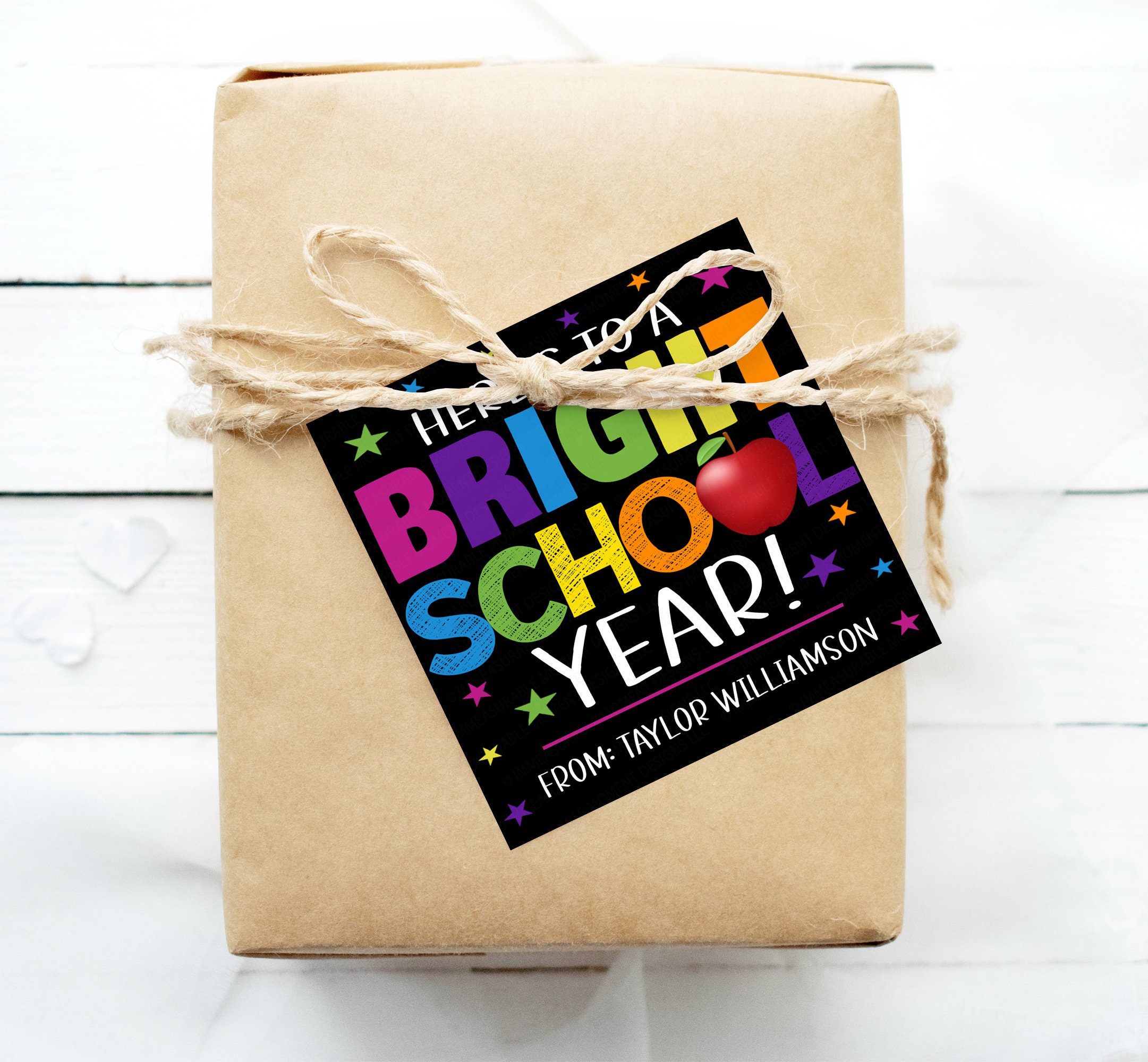 Back to School Gift Tag, Here's to A Bright School Year, First Day of ...